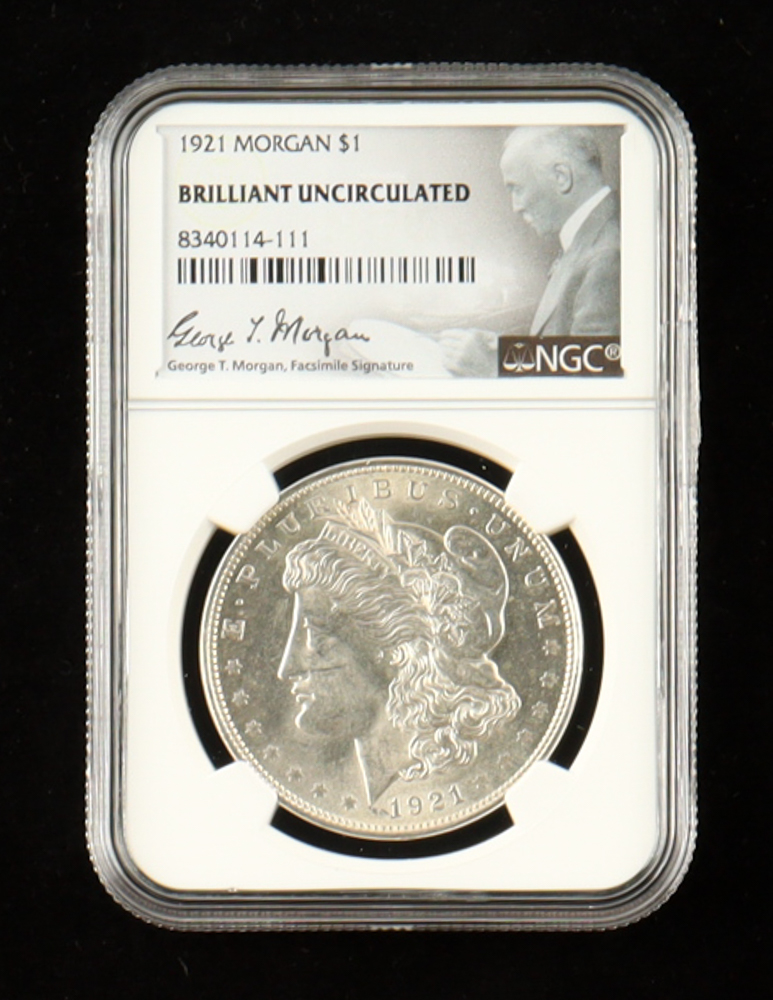 1921 Morgan Silver Dollar - George T. Morgan Signature Label (NGC BRILLIANT UNCIRCULATED ...