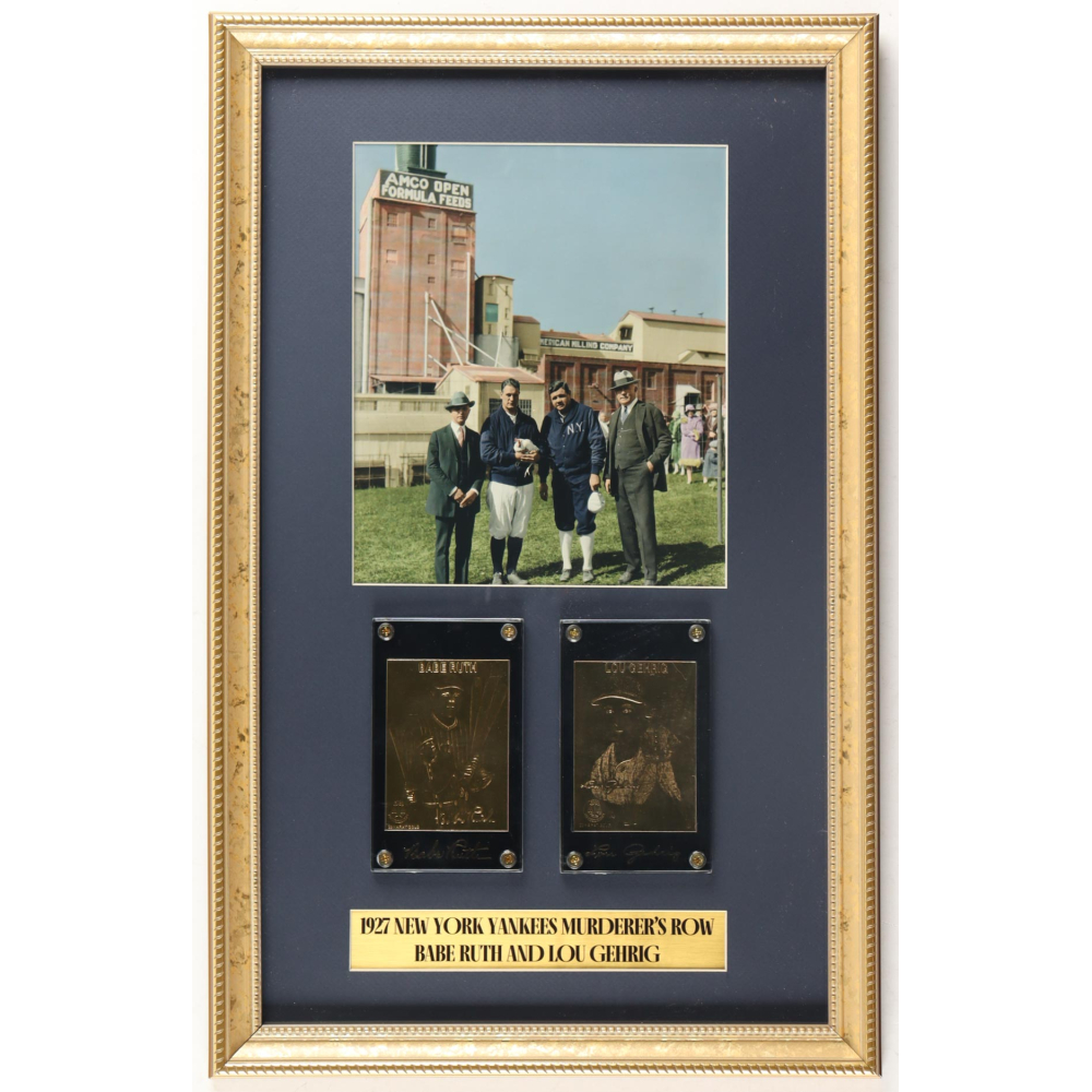 "1927 Yankees Murderer's Row" Custom Framed Photo with Set of (2) Babe ...