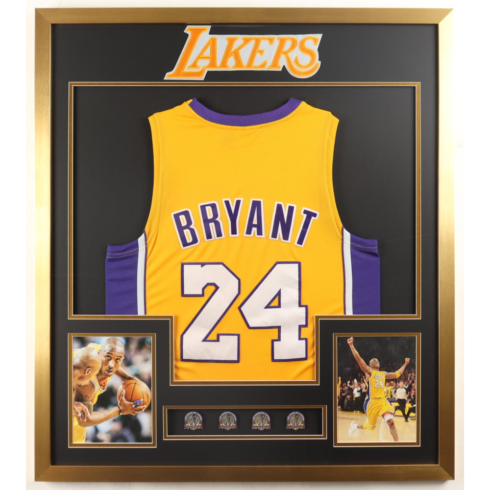 Kobe Bryant Custom Framed #24 Jersey Display With Vintage LE Lakers ...