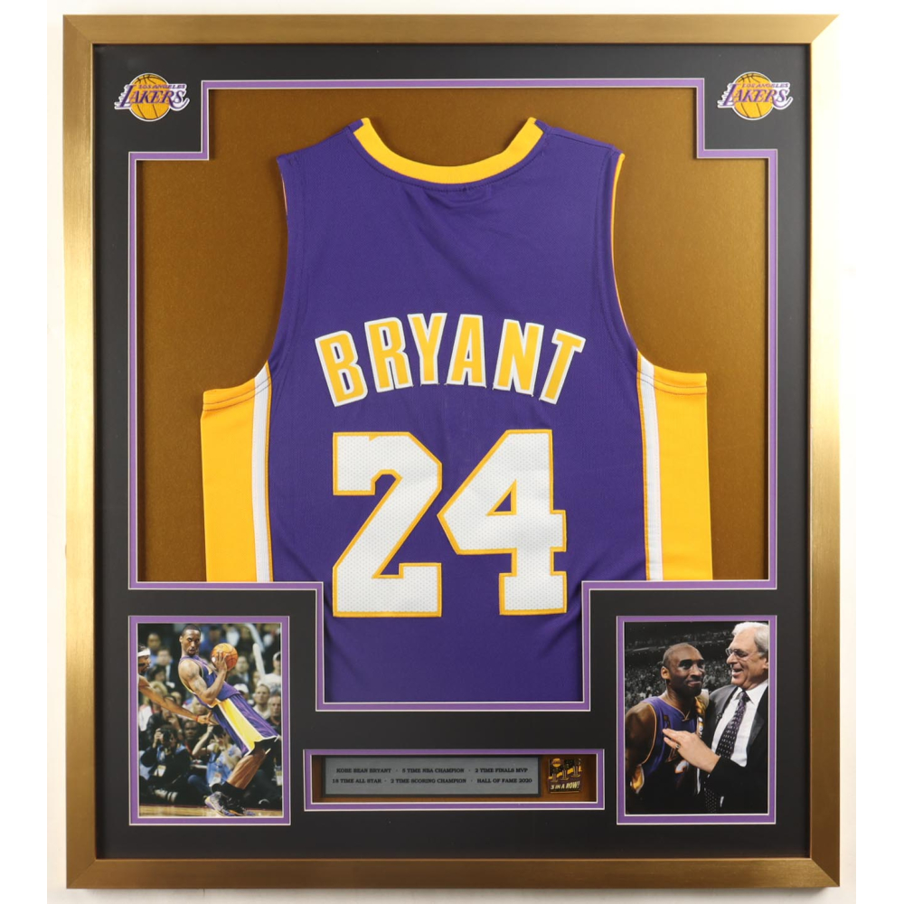 Kobe Bryant Custom Framed #24 Jersey Display With Lakers NBA Three Time ...