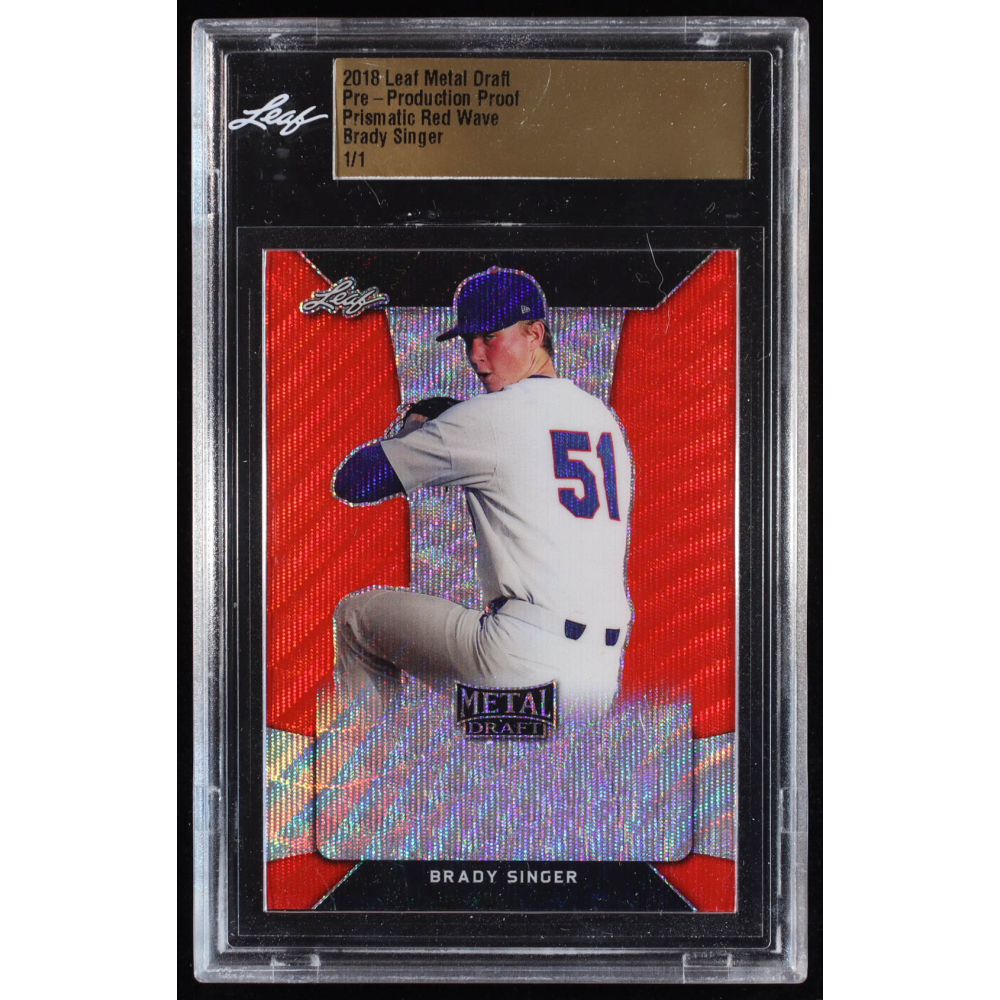 Brady Singer 2018 Leaf Metal Draft Pre-Production Proof Prismatic Red ...