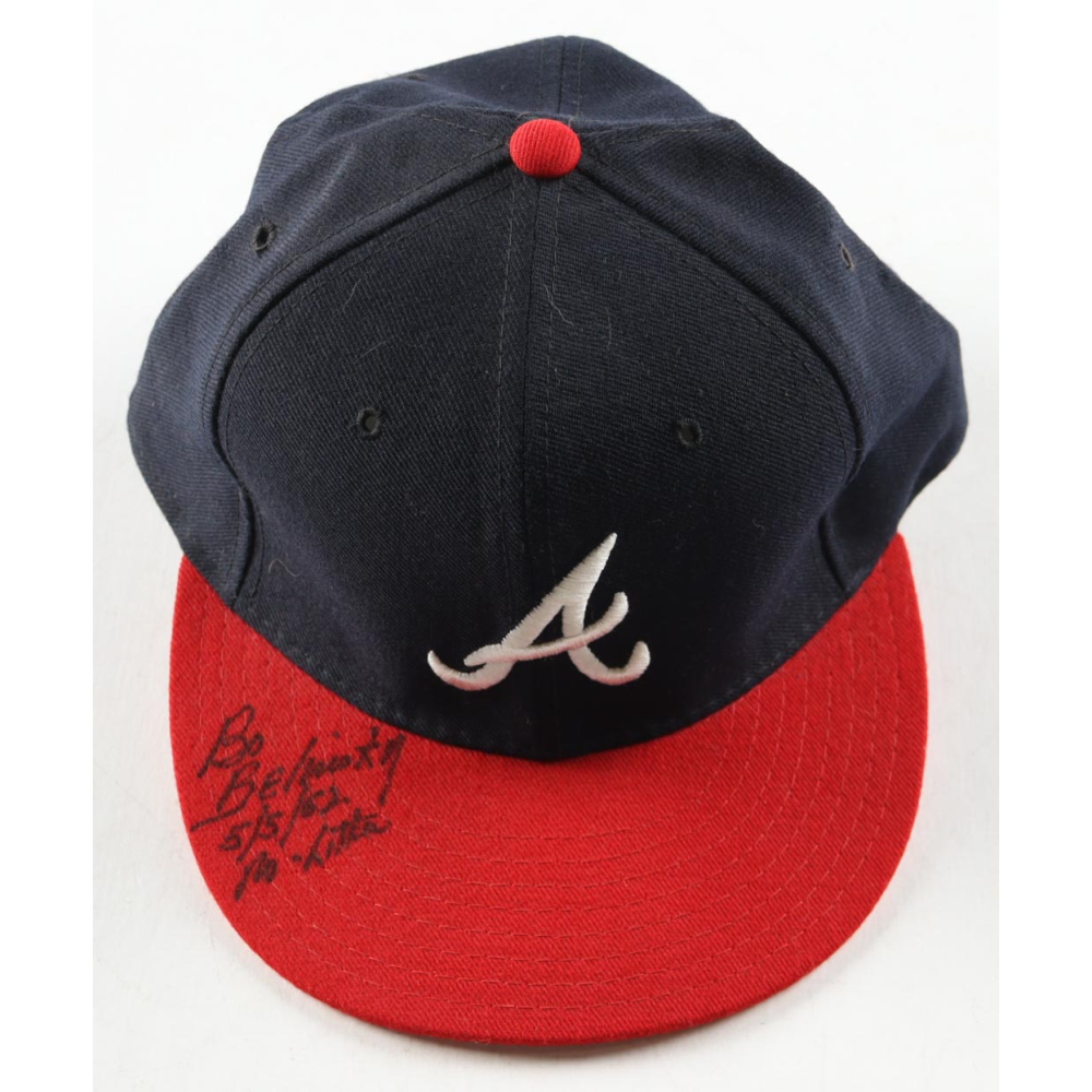 Bo Belinsky Signed Braves New Era Fitted Baseball Hat Inscribed "5/5/62 ...