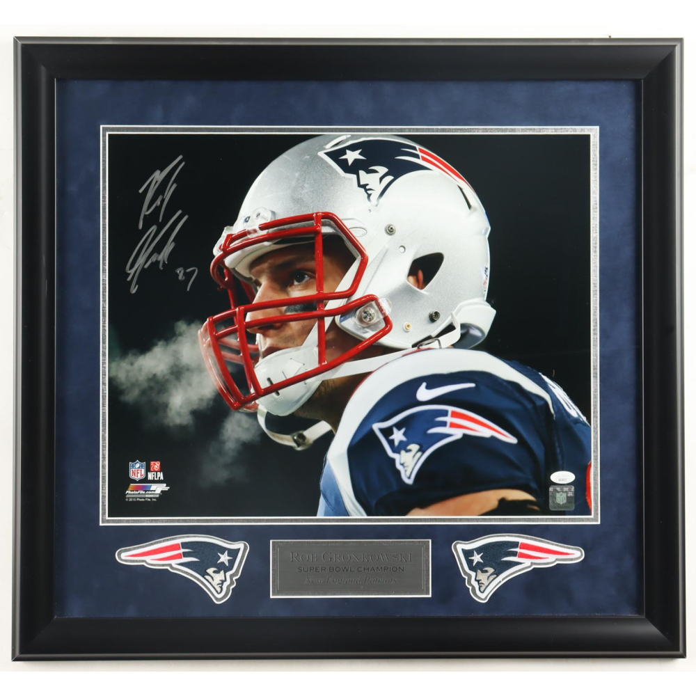 Rob Gronkowski Signed Patriots 26x24 Custom Framed Photo Display With ...