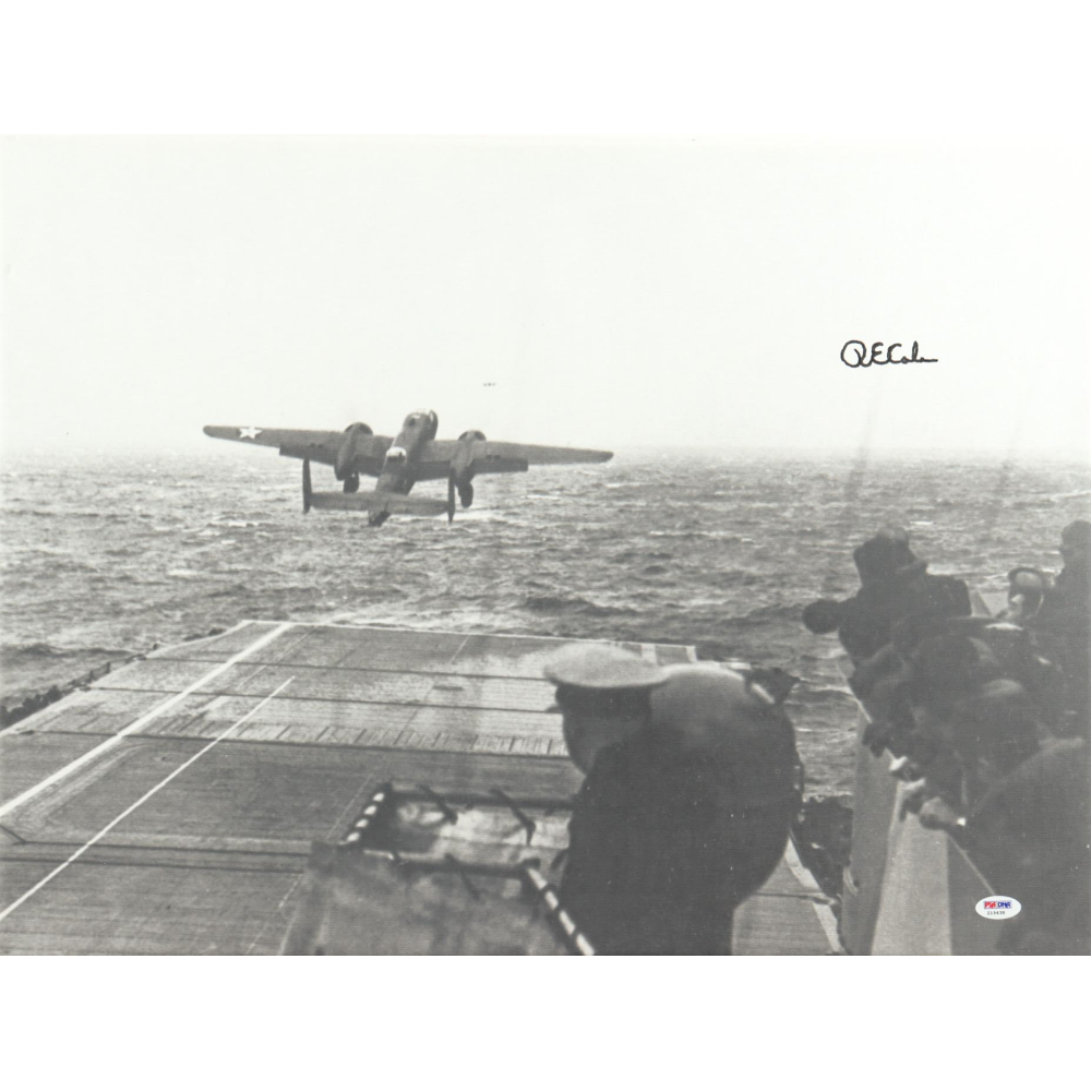 Richard E. Cole Signed Doolittle Take Off on USS Hornet 18x14 Canvas ...