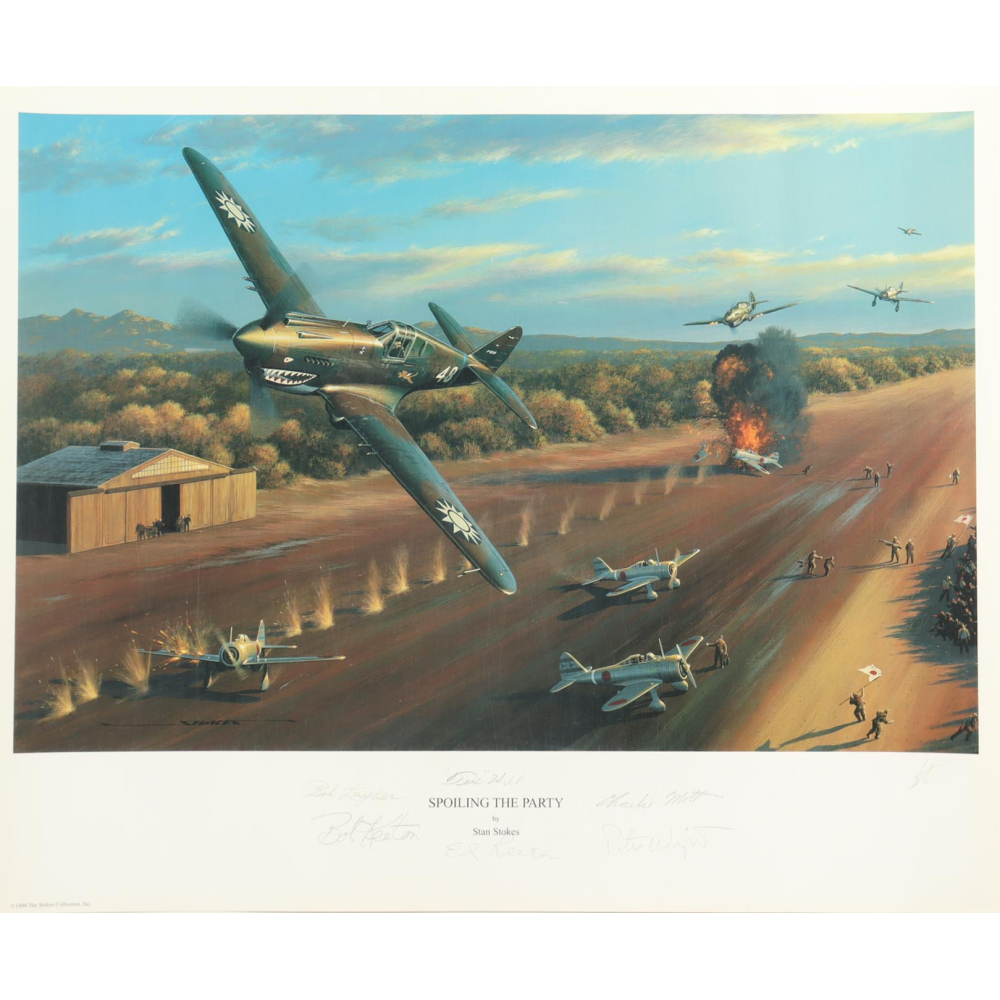 WWII AVG Flying Tigers Multi Signed 'Spoiling the Party' 18x22 ...