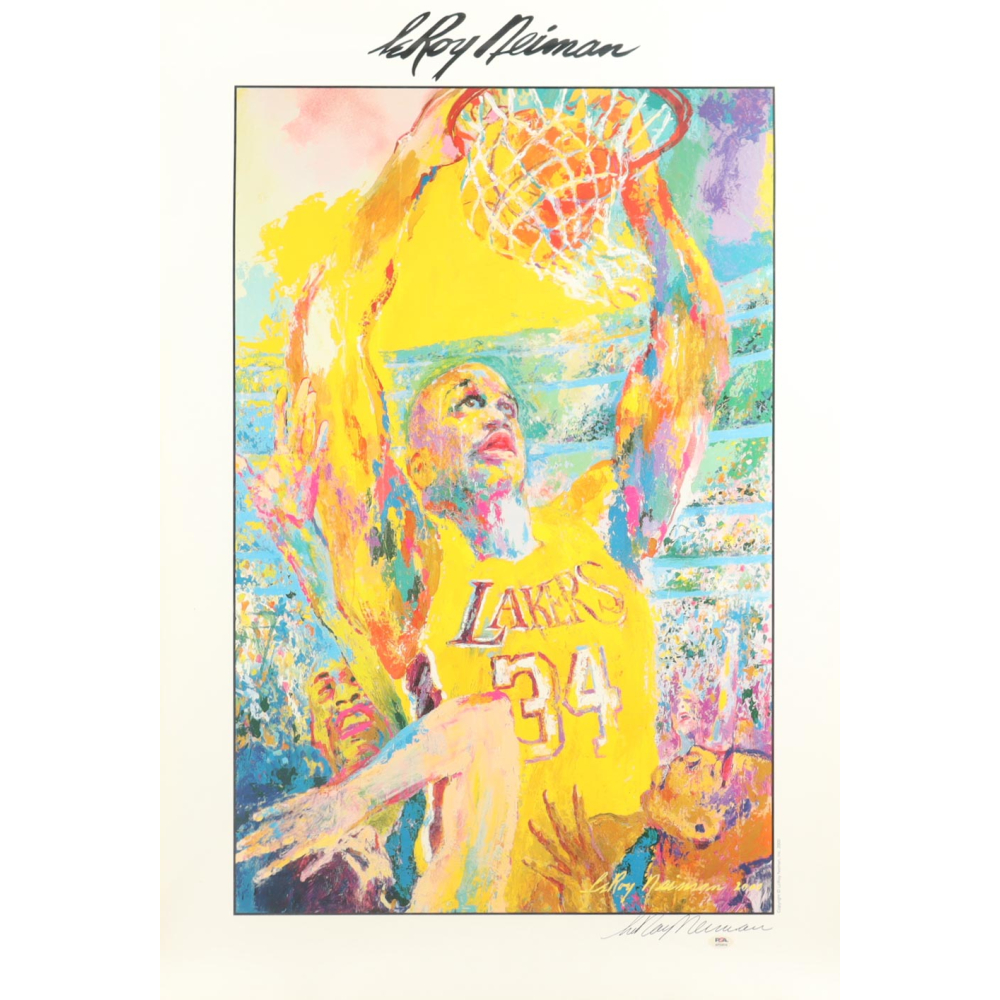 LeRoy Neiman Signed "Shaquille O'Neal" Lakers 27x39 Poster (PSA ...