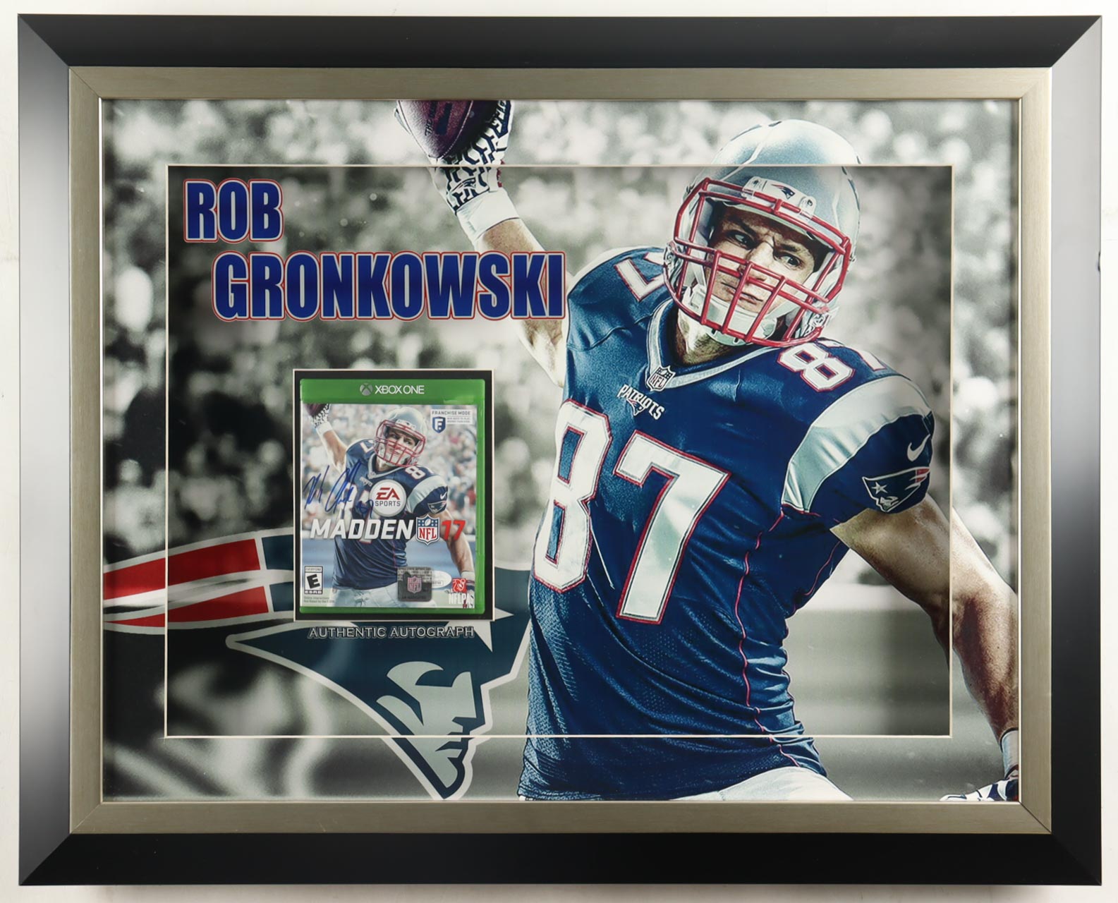 Rob Gronkowski Signed Custom Framed "Madden NFL 2017" Xbox One Insert ...