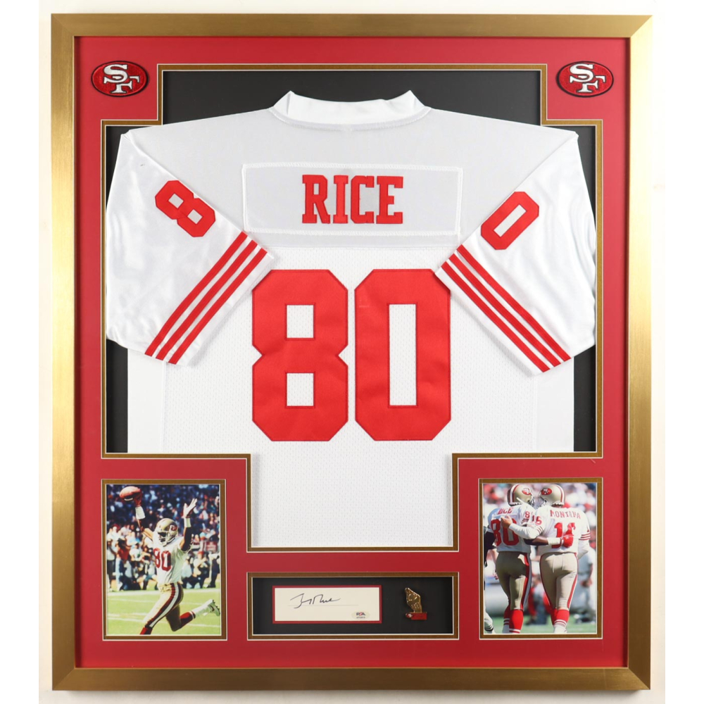 Jerry Rice Signed Custom Framed Cut Display With Jersey, Original 2006 ...
