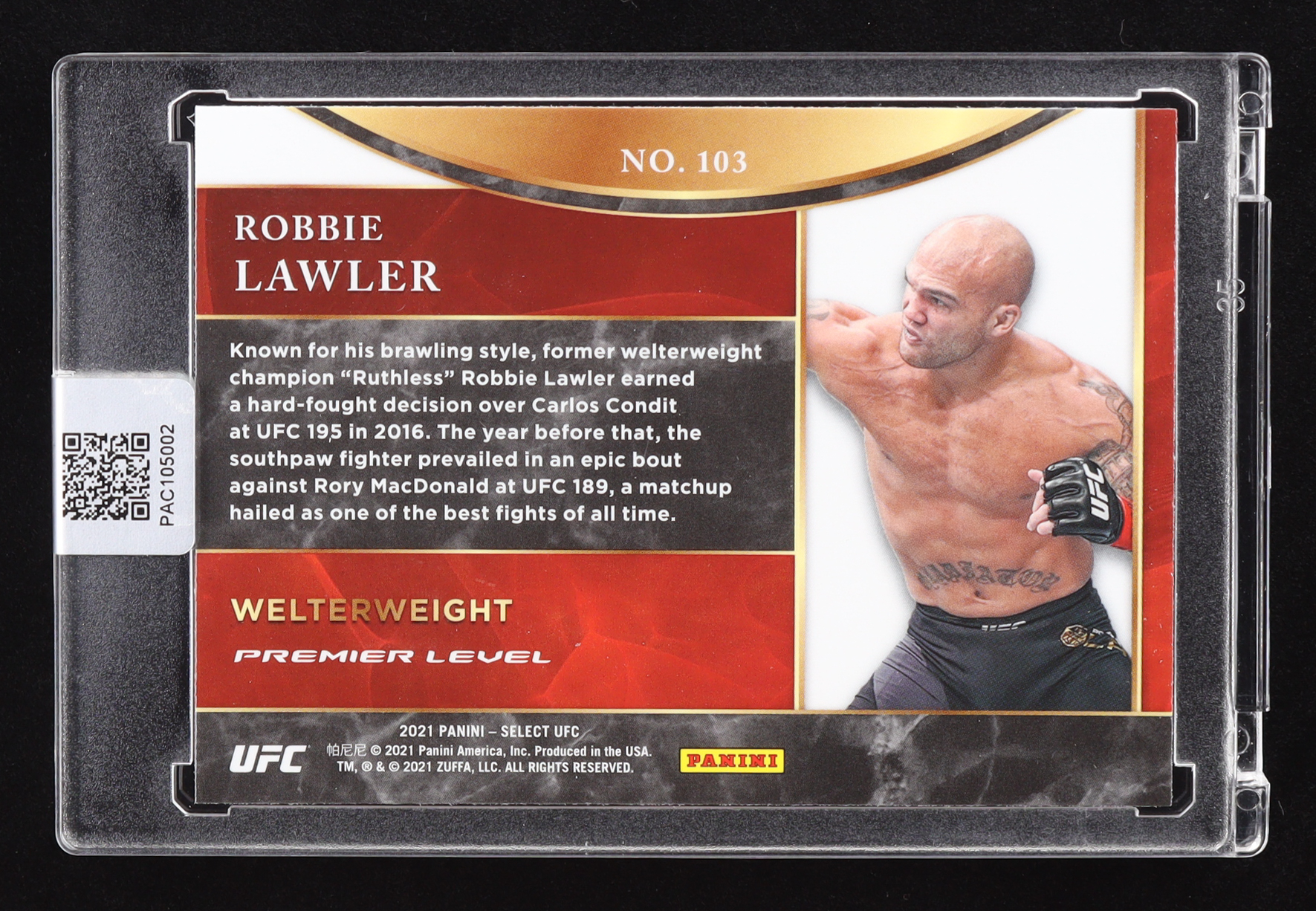 Robbie Lawler Signed 2021 Select UFC #103 (PA) | Pristine Auction