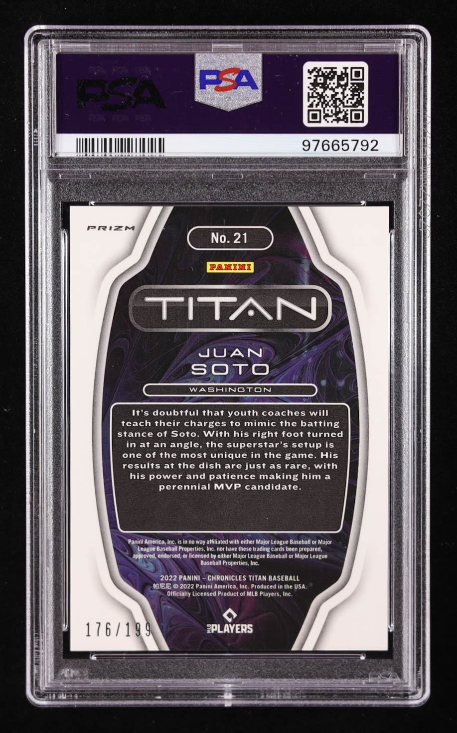 Juan Soto 2022 Chronicles Titan Ruby Wave #21 #176/199 (PSA 10 ...