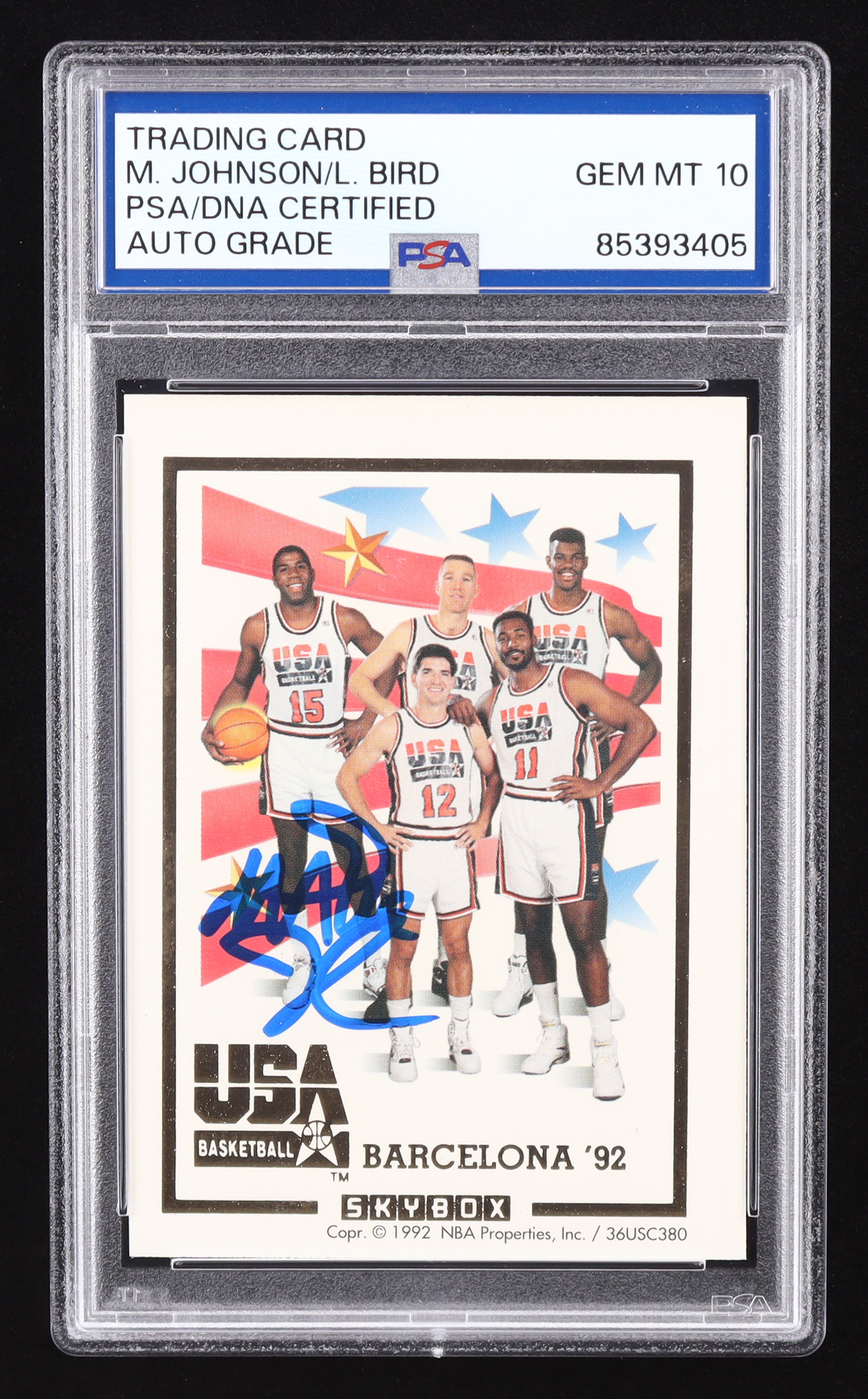 Magic Johnson & Larry Bird Signed 1992 SkyBox USA #NNO Plastic Team ...
