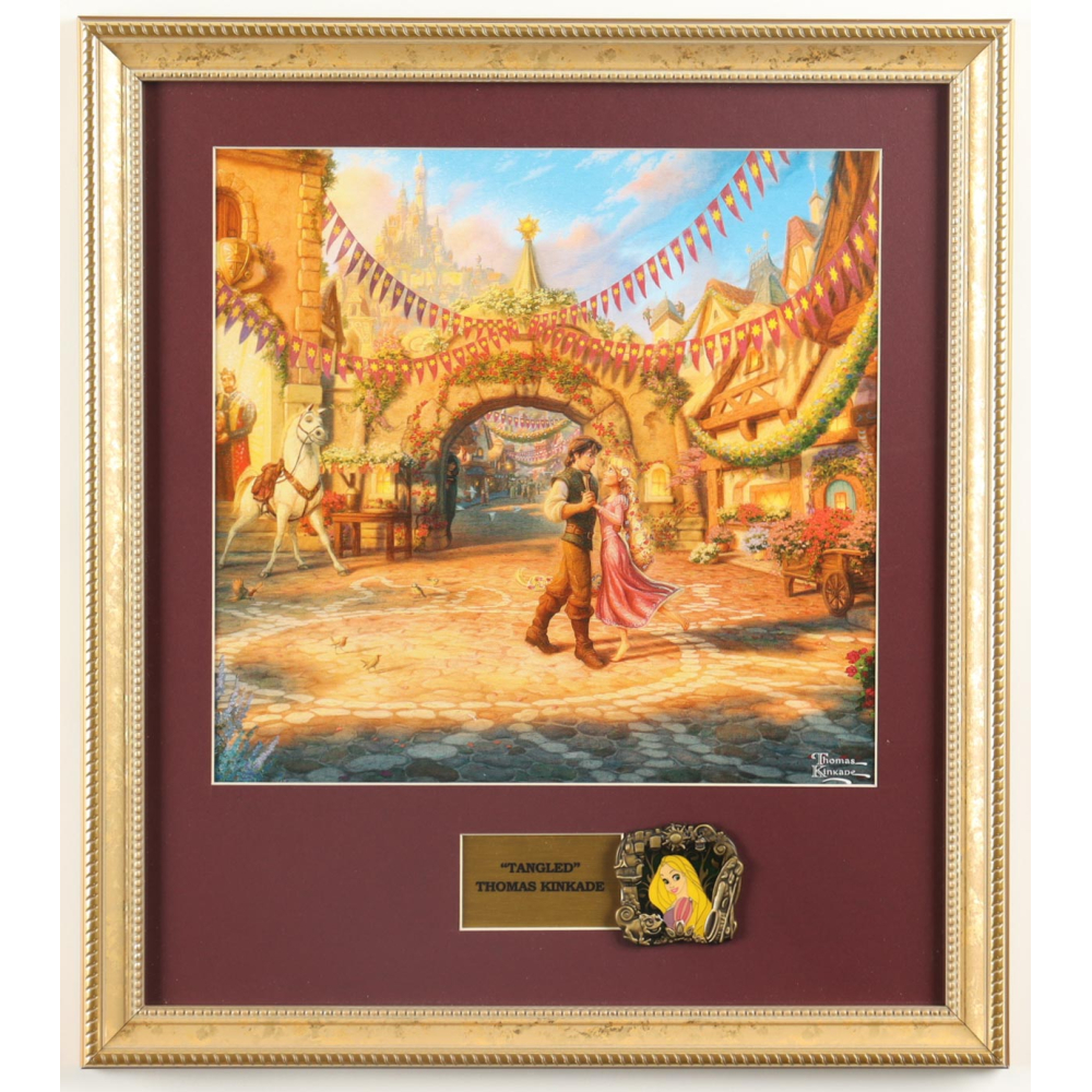 Thomas Kinkade "Tangled" Custom Framed Print Display with LE Disney ...