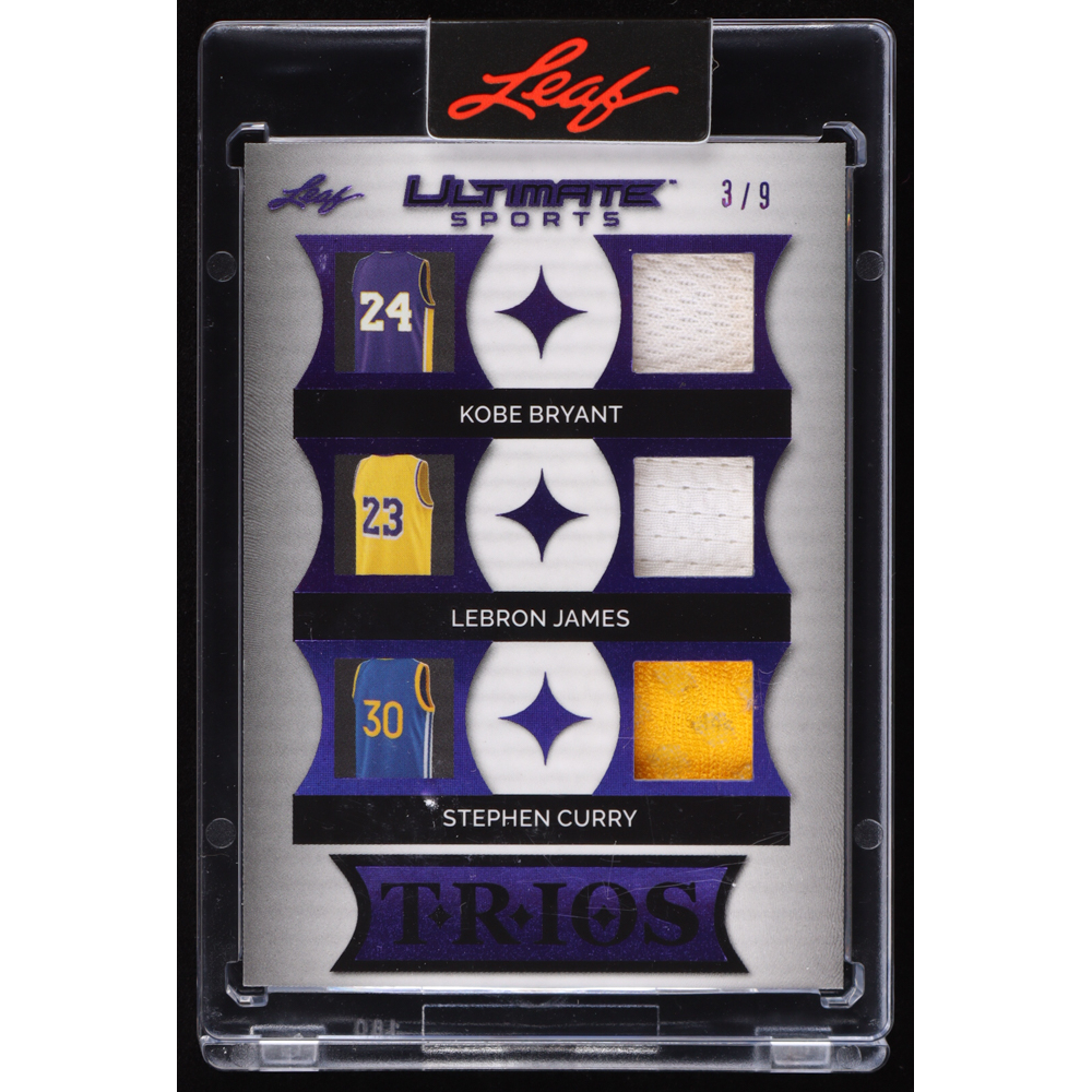 Kobe Bryant / Lebron James / Stephen Curry 2024 Leaf Ultimate Sports Trios Purple Holo #UT5 #3/9 ...