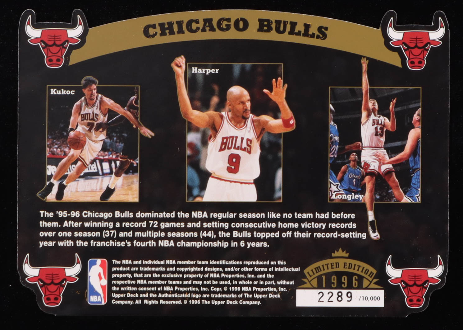 Michael Jordan / Scottie Pippen / Dennis Rodman 1996-97 Upper Deck LE Chicago Bulls Fourth NBA ...