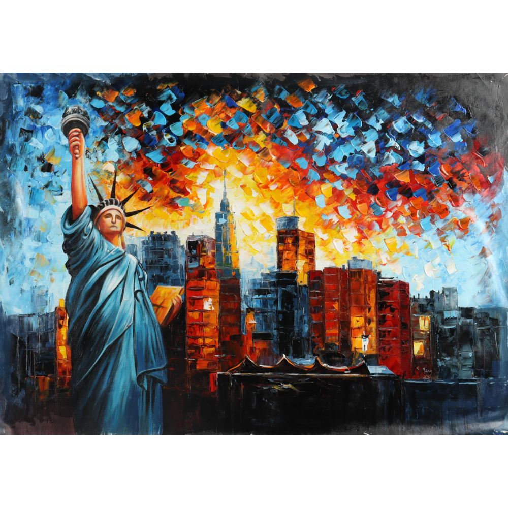 "Lady Liberty" 26x36 Original Oil Painting on Linen by Rodney Weng ...