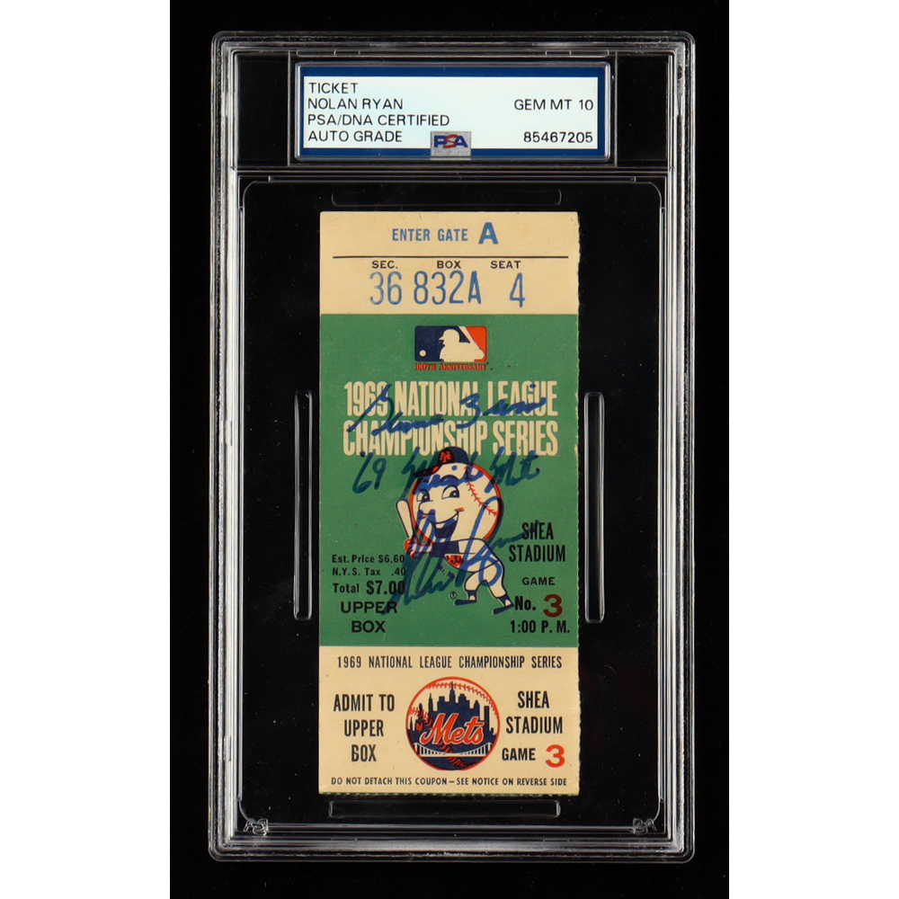 Nolan Ryan Signed 1969 NLCS Game 3 Ticket Inscribed "69 Miracle Mets ...