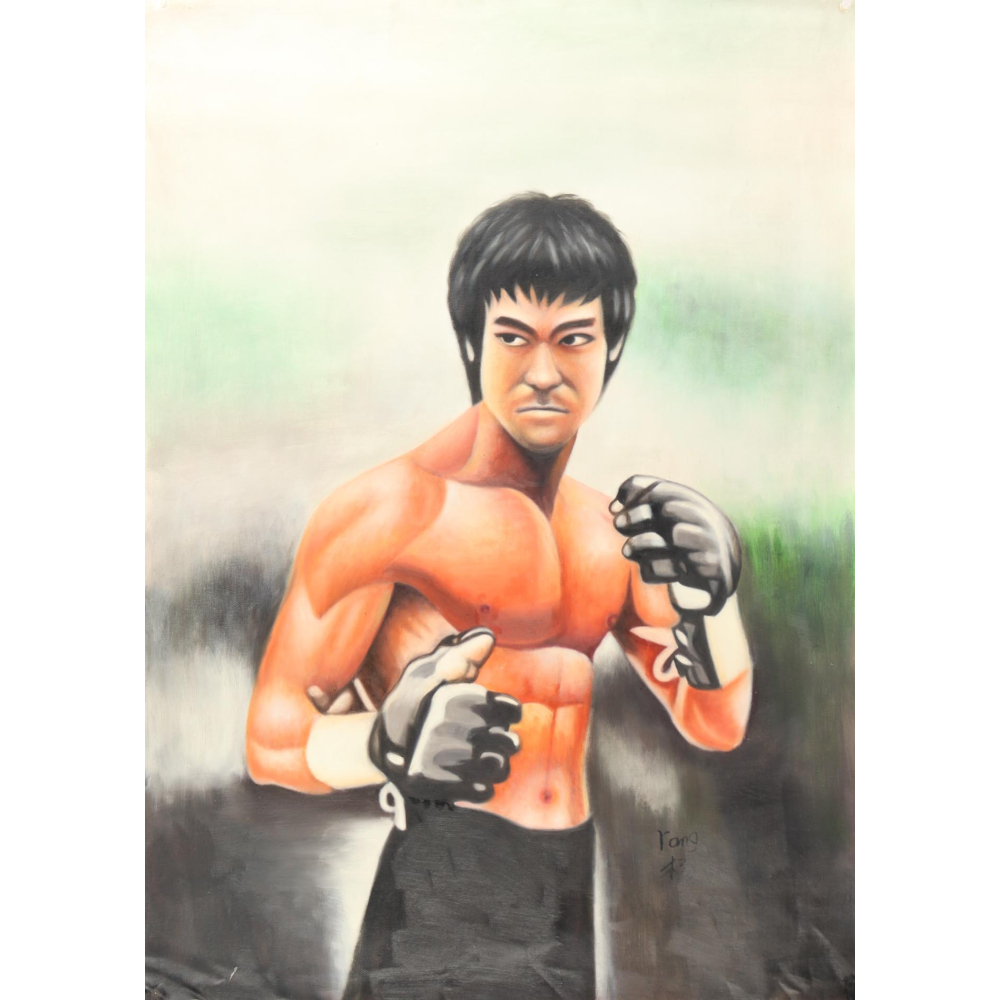 Rodney Weng Signed “Bruce Lee ” 25x36 Original Oil Painting on Linen ...