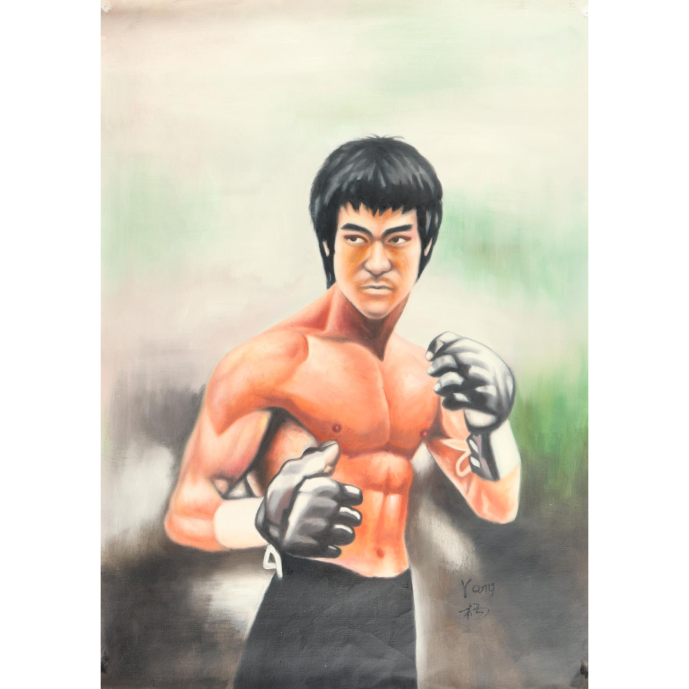 Rodney Weng Signed “Bruce Lee ” 25x36 Original Oil Painting on Linen ...