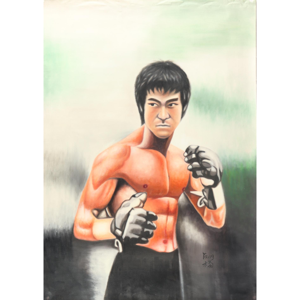 Rodney Weng Signed “Bruce Lee ” 25x36 Original Oil Painting on Linen ...
