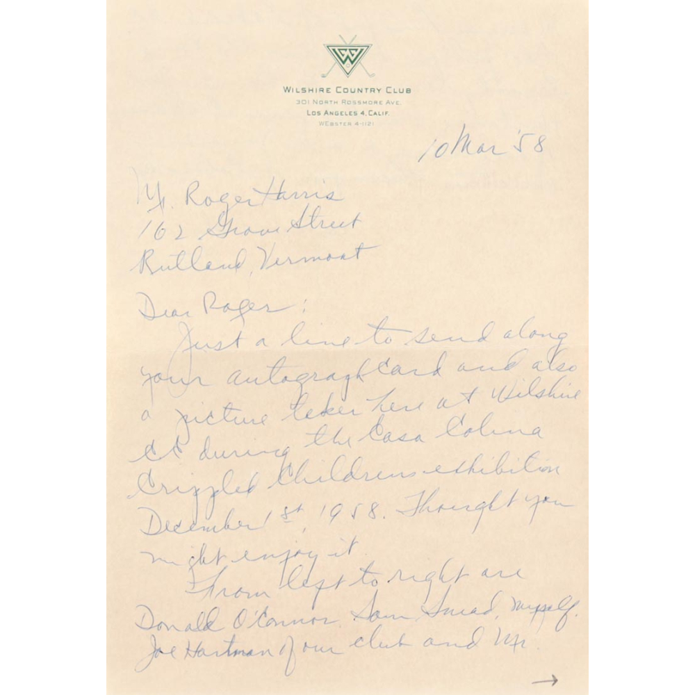 Jerry Barber Signed Handwritten Letter (JSA) | Pristine Auction