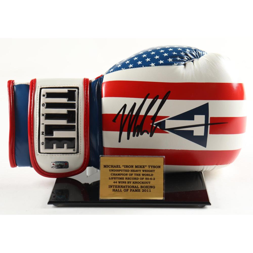 Mike Tyson Signed Title USA Pro Model Boxing Glove with Career Stat ...