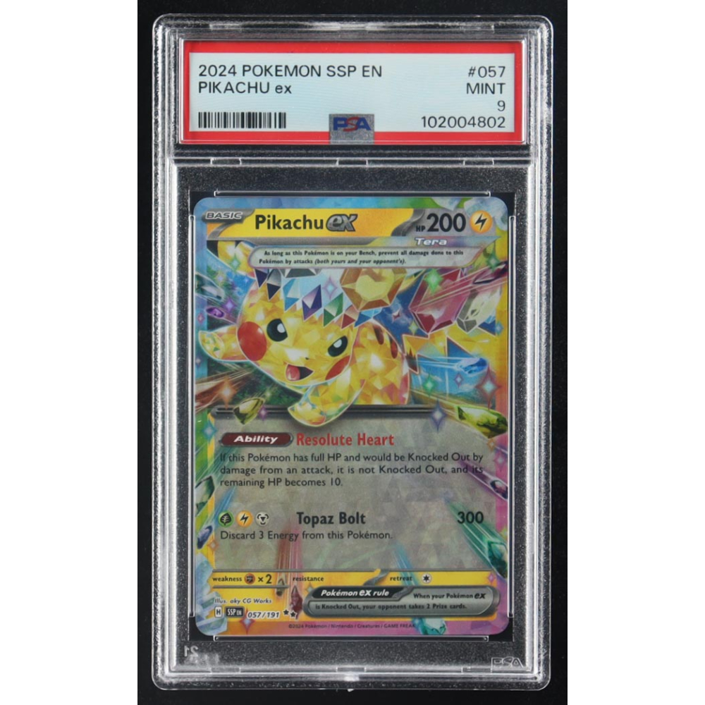 Pikachu ex 2024 Pokemon Scarlet and Violet Surging Sparks #057 (PSA 9) | Pristine Auction