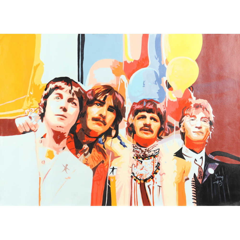 Rodney Weng Signed “Sgt Pepper ” 25x36 Original Oil Painting on Linen ...