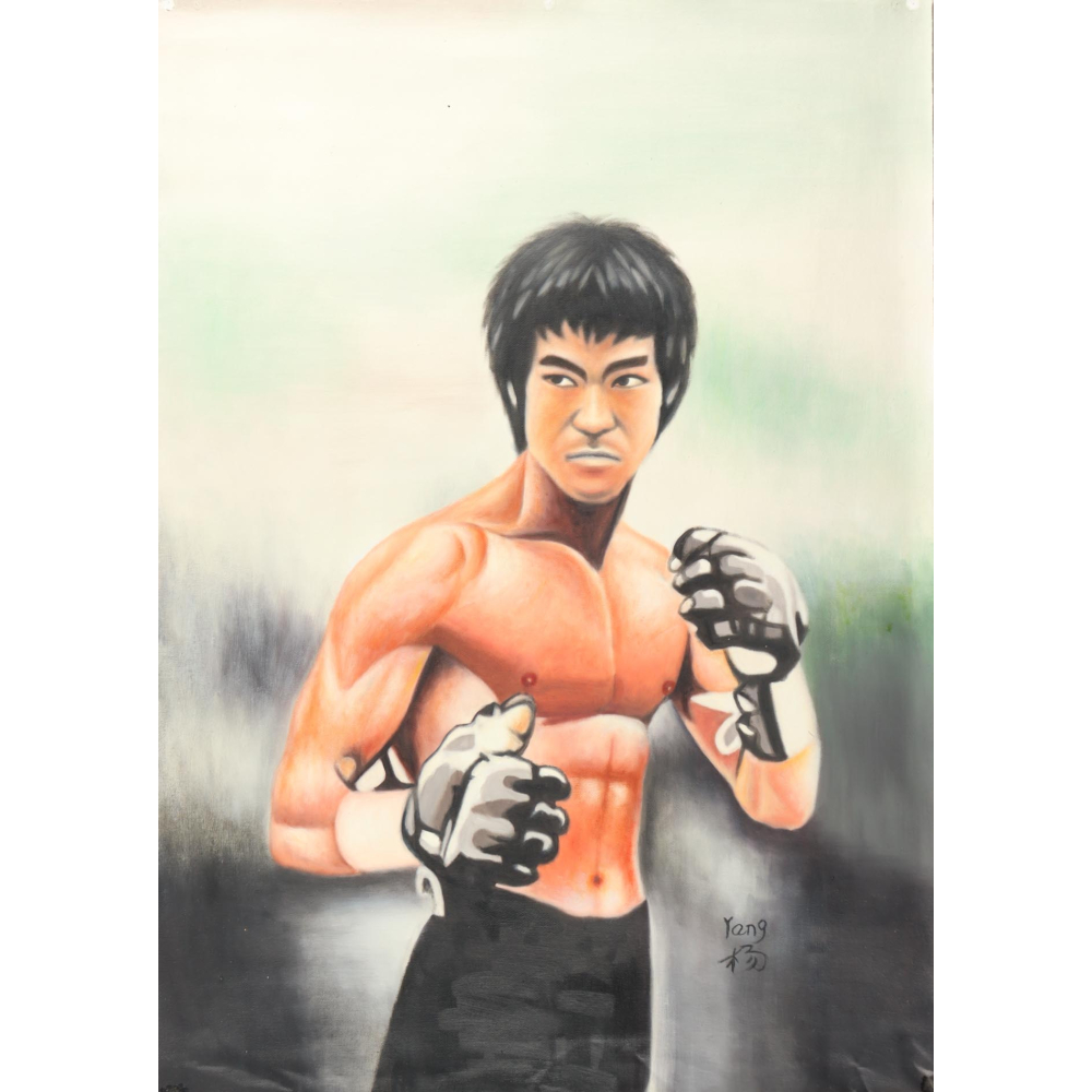 Rodney Weng Signed “Bruce Lee ” 25x36 Original Oil Painting on Linen ...