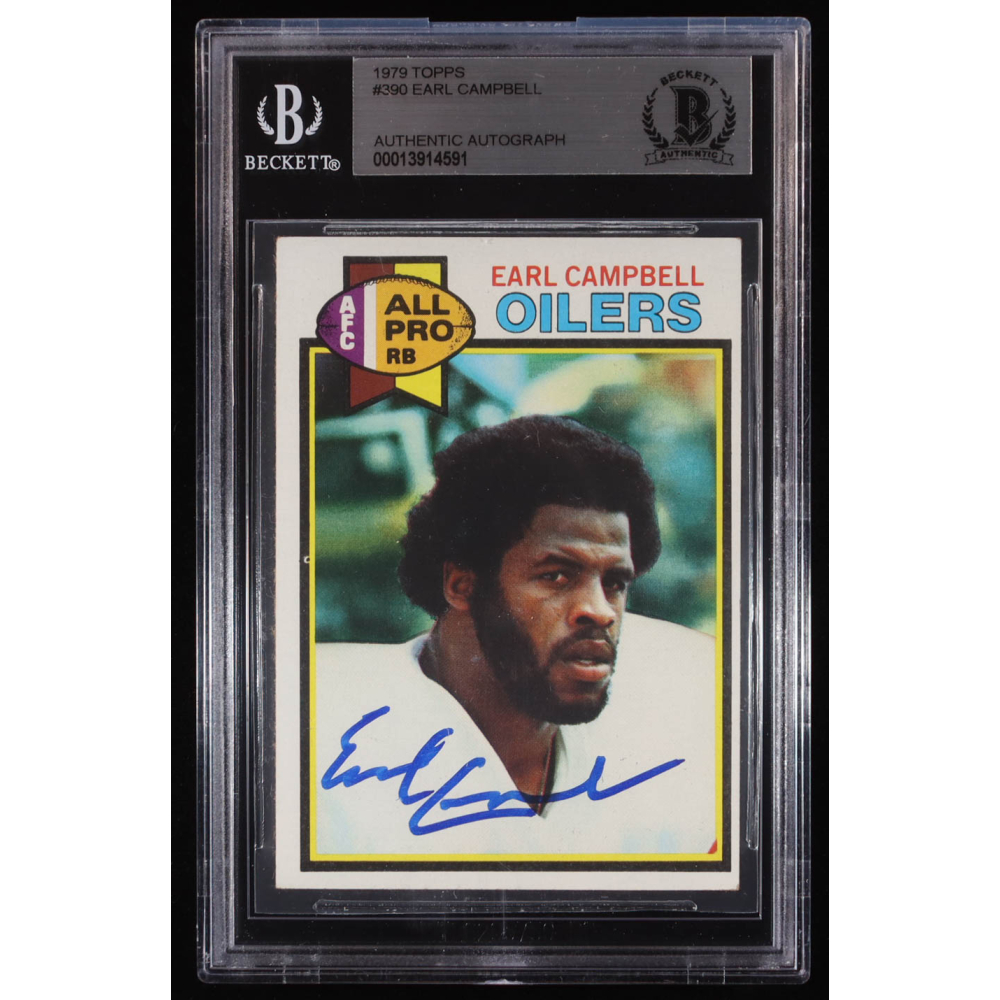 Earl Campbell Signed 1979 Topps #390 RC (BGS | Auto Grade BGS Authentic ...
