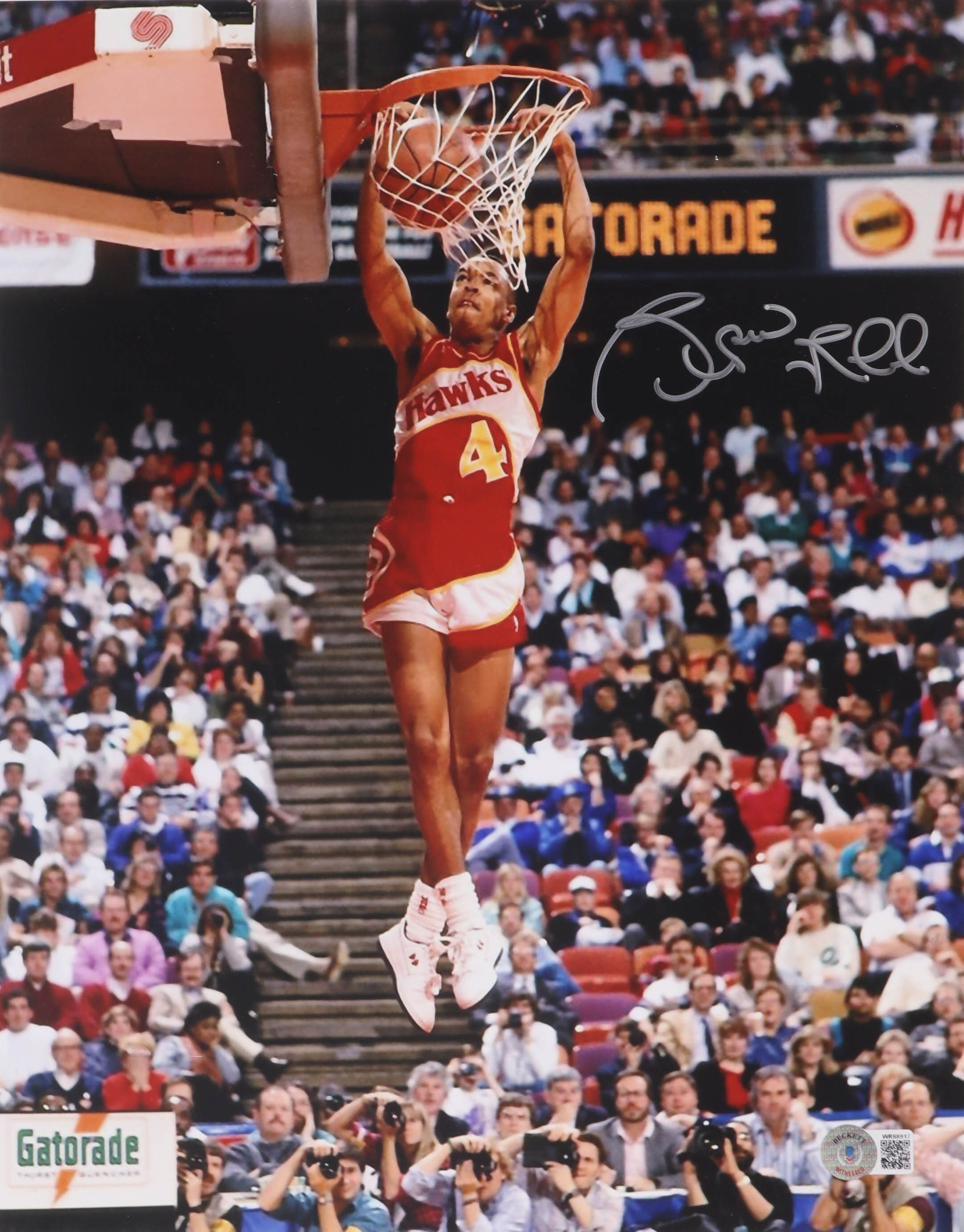 Spud Webb Signed Hawks 11x14 Photo (Beckett) | Pristine Auction