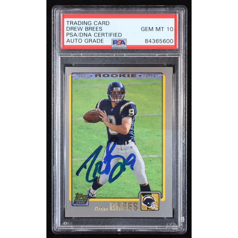 Drew Brees Signed 2001 Topps #328 RC (PSA | Autograph Graded PSA 10 ...