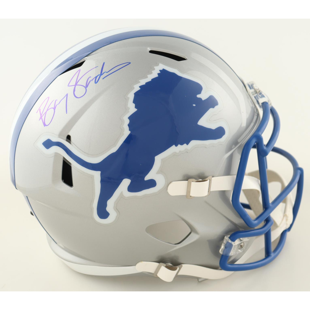 Barry Sanders Signed Lions Throwback Full Size Speed Helmet (Schwartz ...