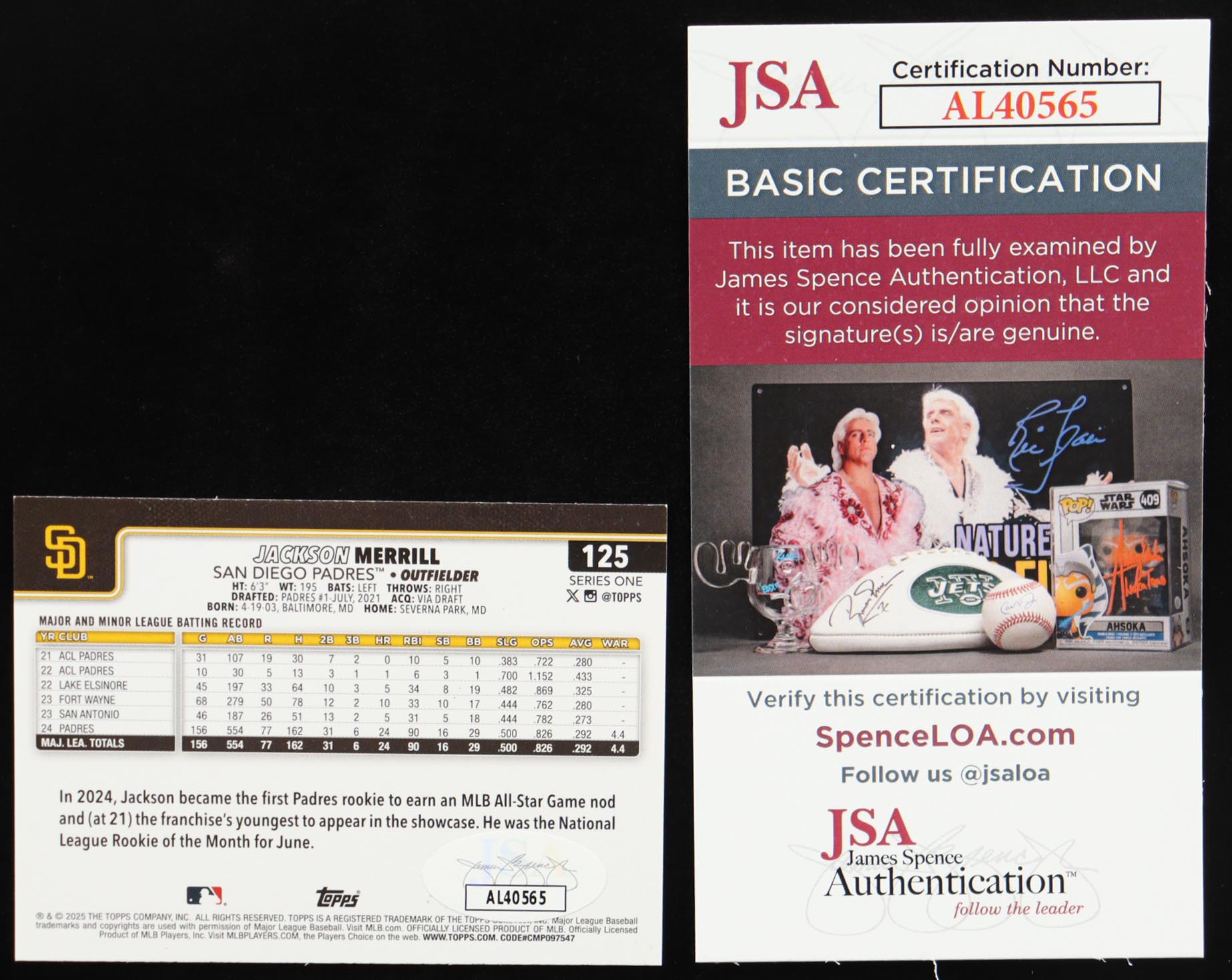 Jackson Merrill Signed 2025 Topps #125 (JSA) | Pristine Auction