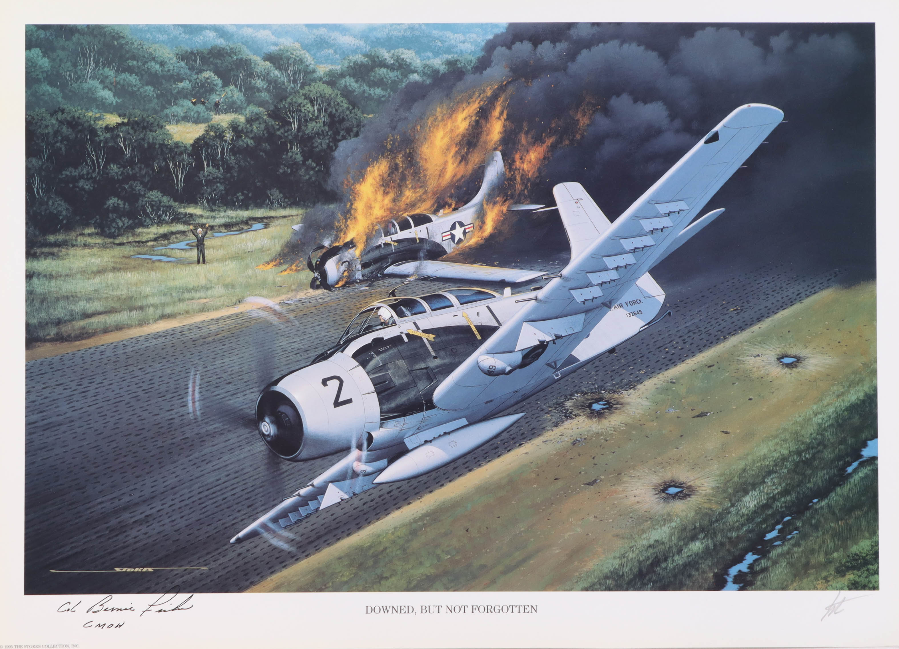 Col. Bernard Fisher Signed Stan Stokes "Downed, But Not Forgotten ...