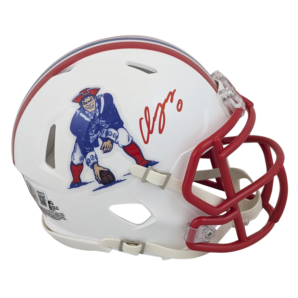 Christian Gonzalez Signed Patriots Throwback Speed Mini Helmet (Beckett ...