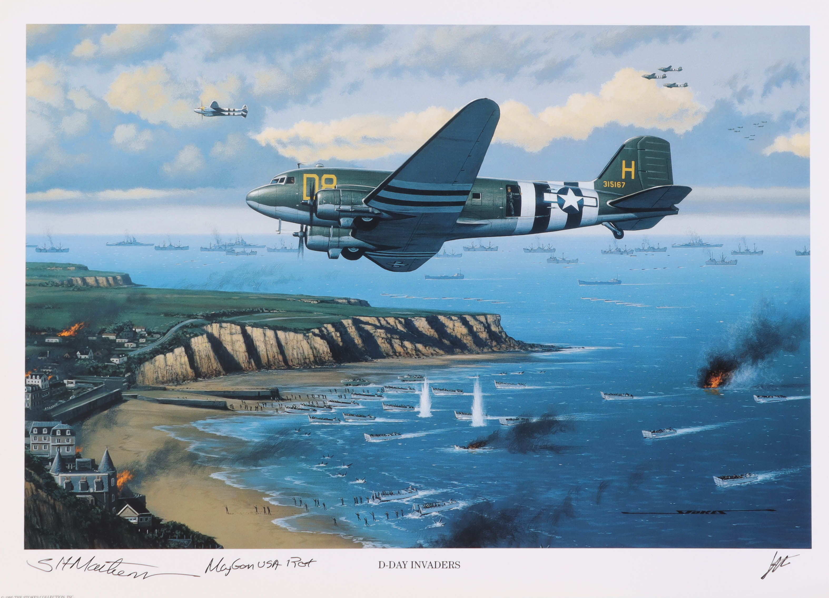 S.H. Matt Matheson Signed Stan Stokes "D-Day Invaders" Lithograph ...