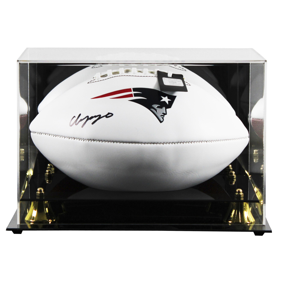 Christian Gonzalez Signed Patriots Logo Football with Display Case ...