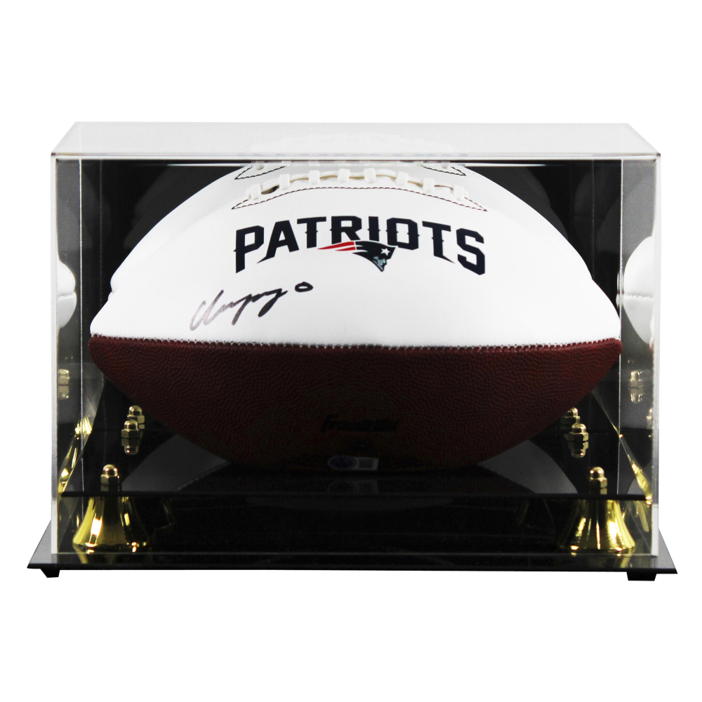 Christian Gonzalez Signed Patriots Logo Football with Display Case ...