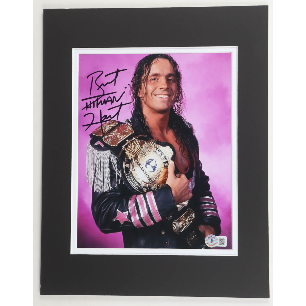 Bret 'Hitman' Hart Signed WWE Custom Lithograph Cut Display with 8x10 ...