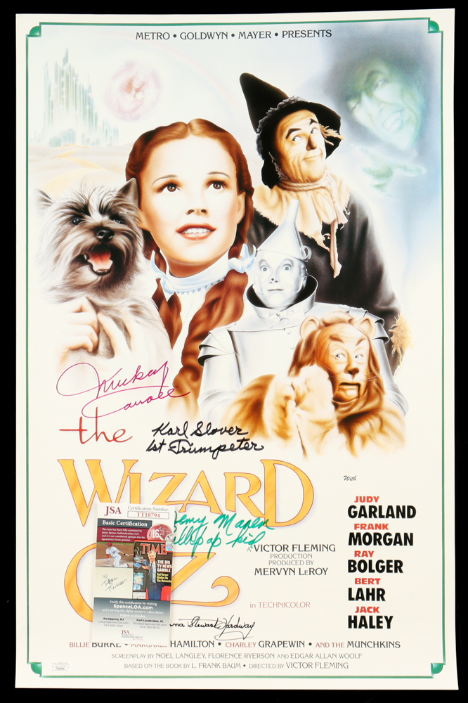 "The Wizard of Oz" 16x24 Poster Cast-Signed by (4) with Mickey Carroll ...