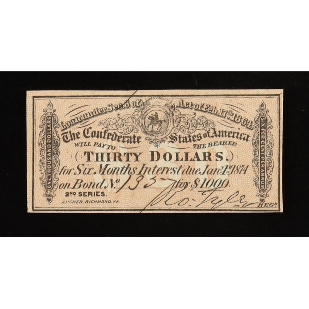 1864 $30 Thirty Dollars Confederate States of America Richmond CSA ...