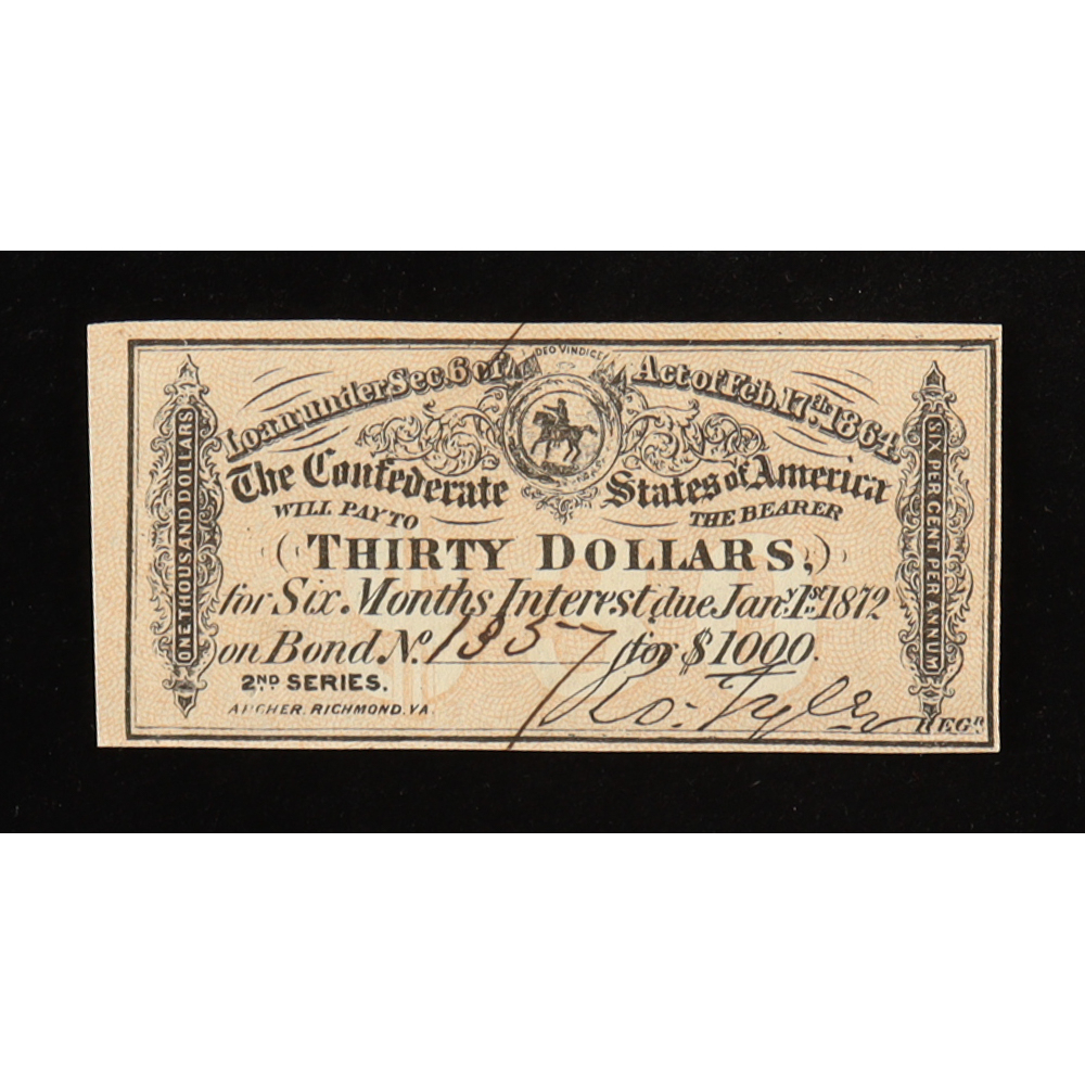 1864 $30 Thirty Dollars Confederate States of America Richmond CSA ...