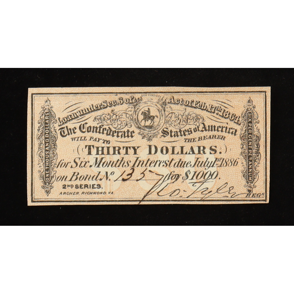 1864 $30 Thirty Dollars Confederate States of America Richmond CSA ...