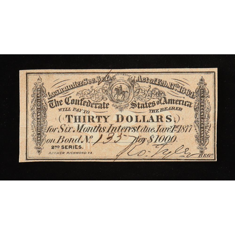 1864 $30 Thirty Dollars Confederate States of America Richmond CSA ...