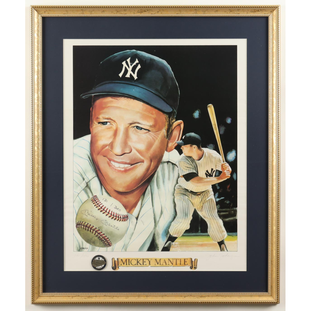 Mickey Mantle Signed Yankees Custom Framed Lithograph Print Display By ...