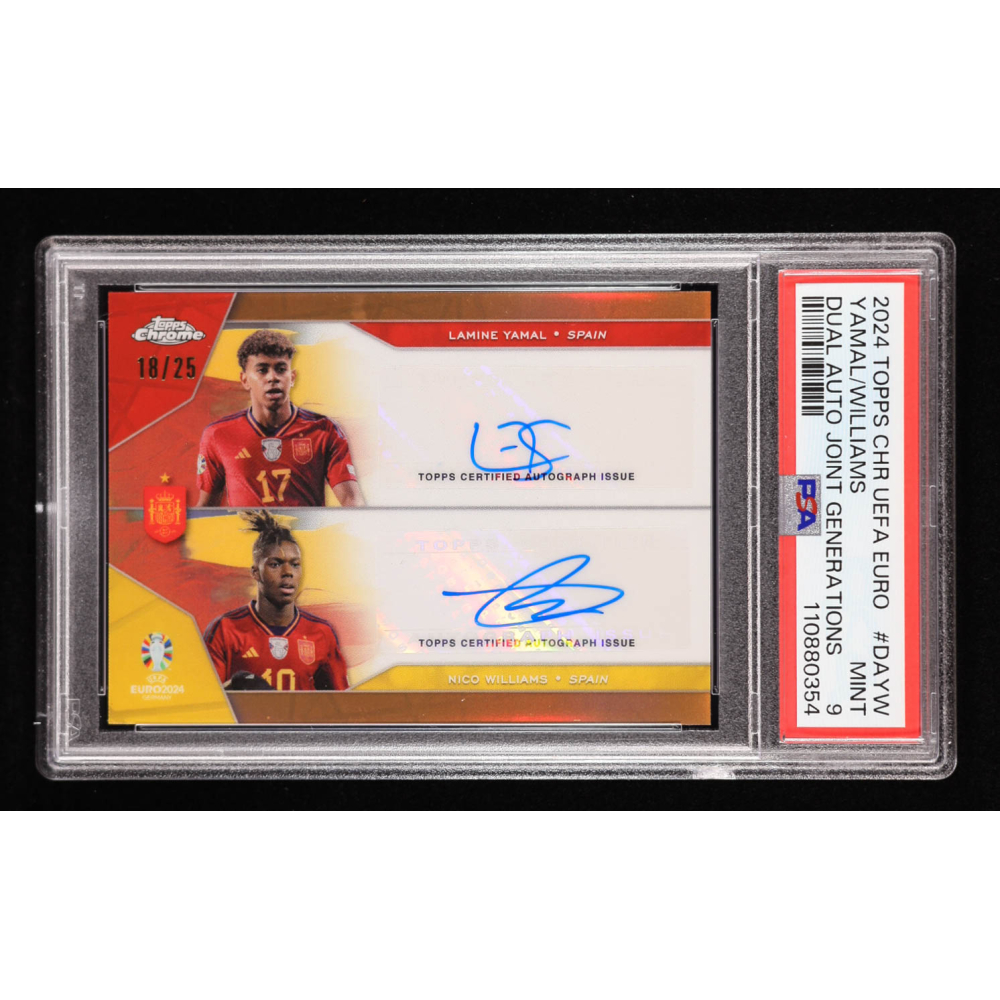 Lamine Yamal / Nico Williams Signed 2024 Topps Chrome UEFA Euro Joint Generations Dual ...