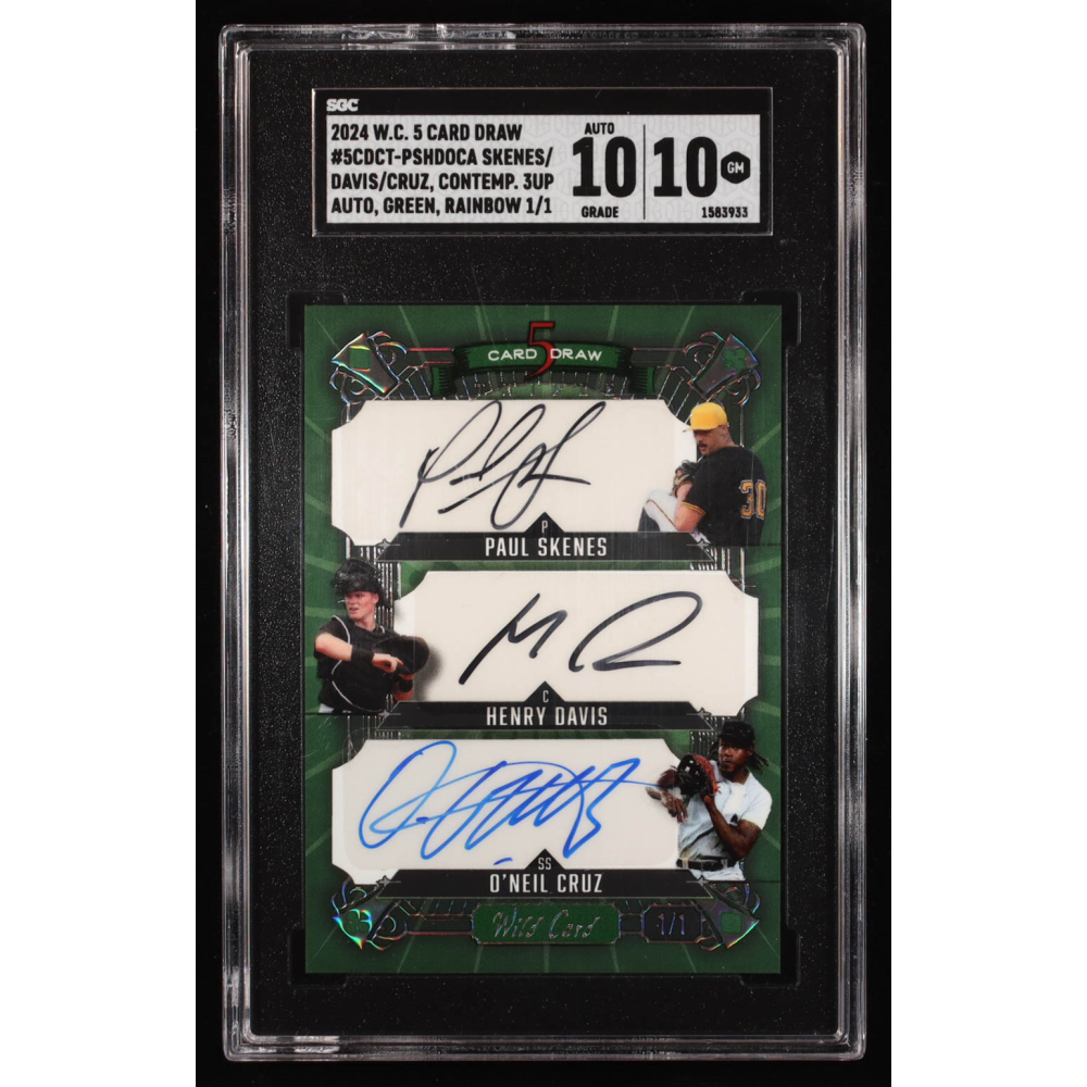 Paul Skenes / O'Neil Cruz / Henry Davis 2024 Wild Card 5 Card Draw 3Up ...