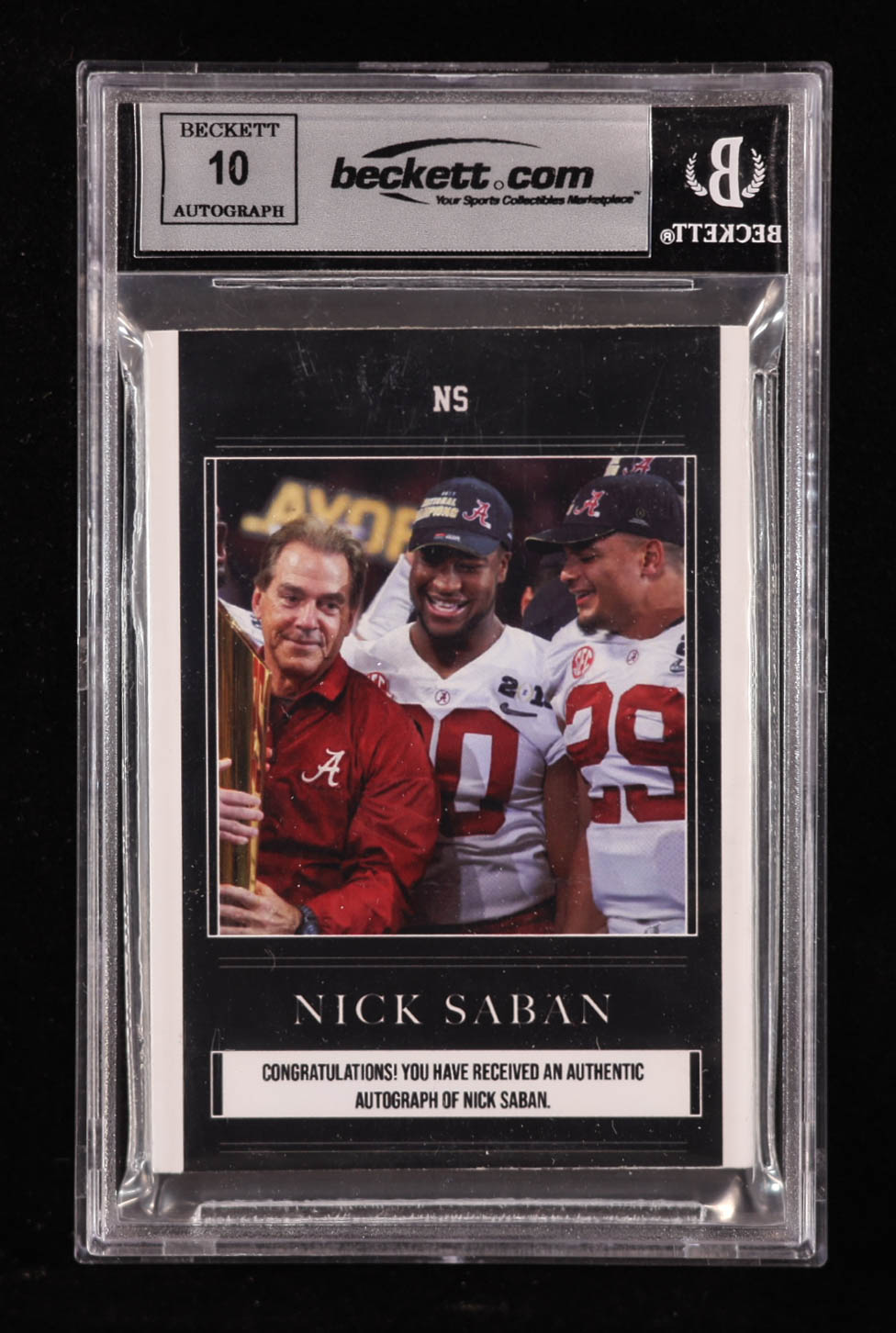 Nick Saban Signed Alabama Crimson Tide Custom Card #NS (BGS | Auto ...