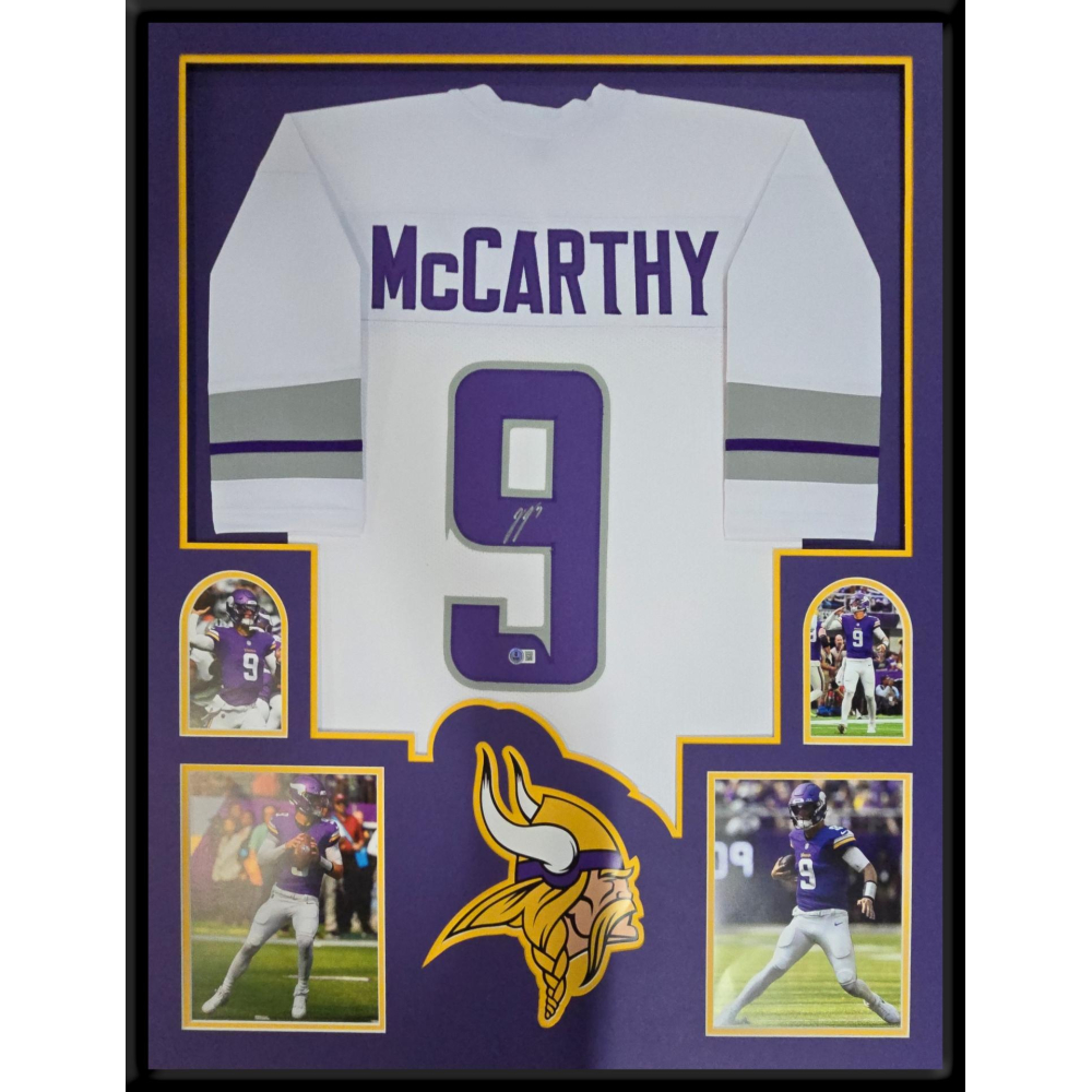 J.J. McCarthy Signed Custom Framed Jersey Display (Beckett) | Pristine ...