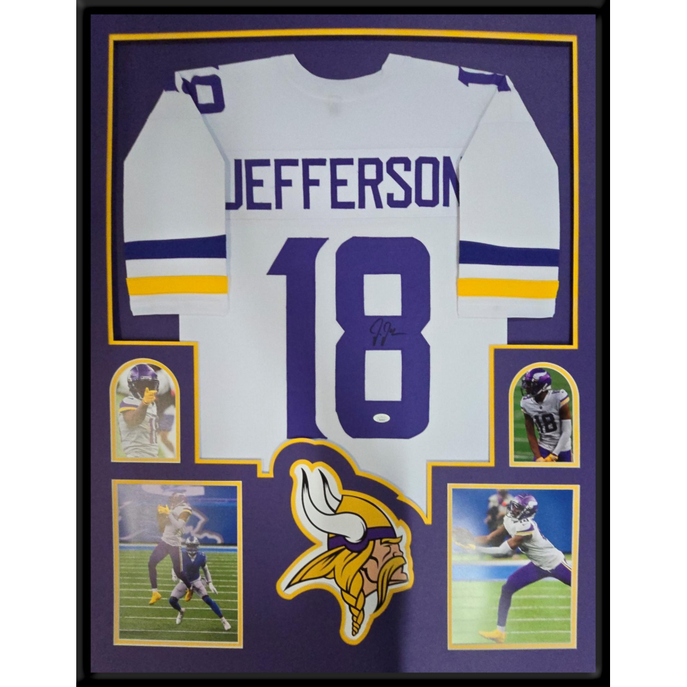 Justin Jefferson Signed Custom Framed Jersey Display (JSA) | Pristine ...